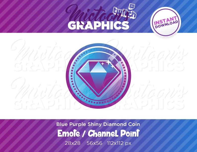Twitch Diamond Coin Emote / Channel Point / Streamer Graphics / Blue ...