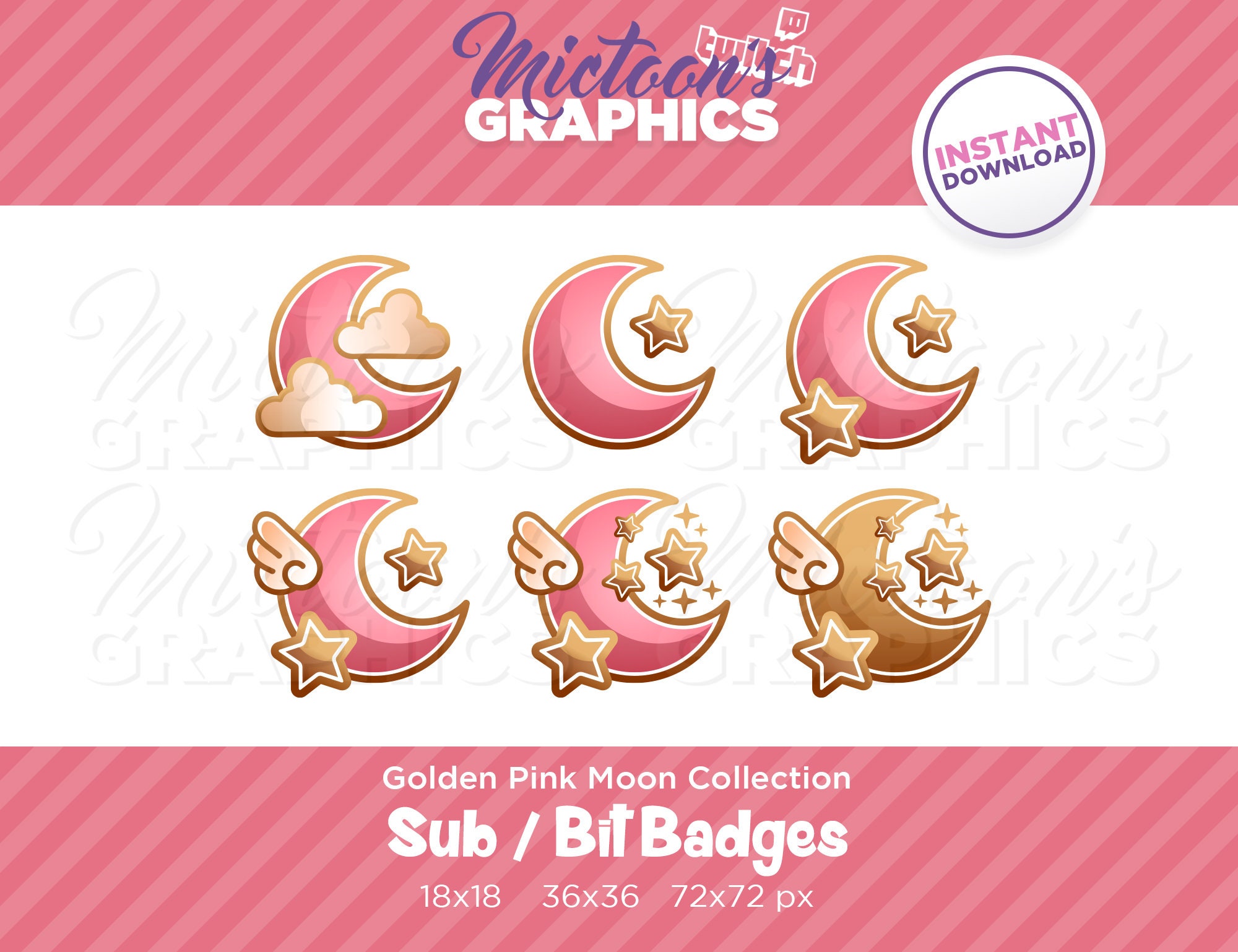 Twitch Moon Sub Badges / Bit Badges / Streamer Graphics / Discord ...