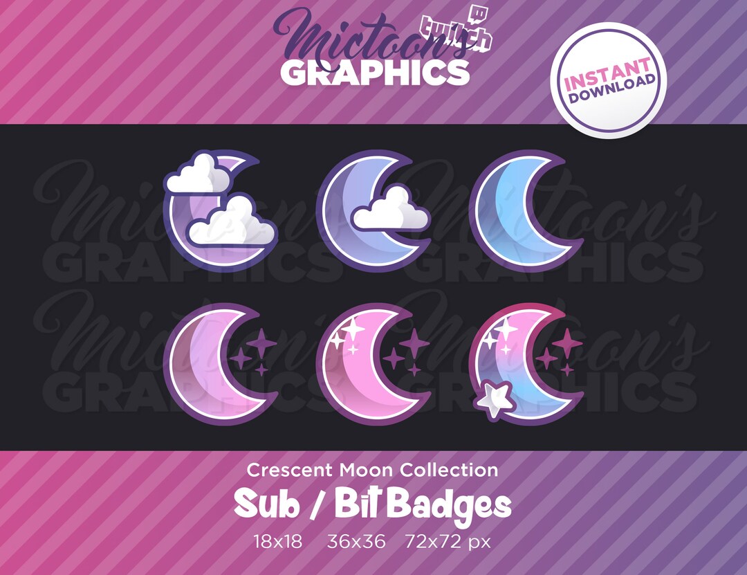 Twitch Moon Sub Badges / Bit Badges / Streamer Graphics / Discord ...