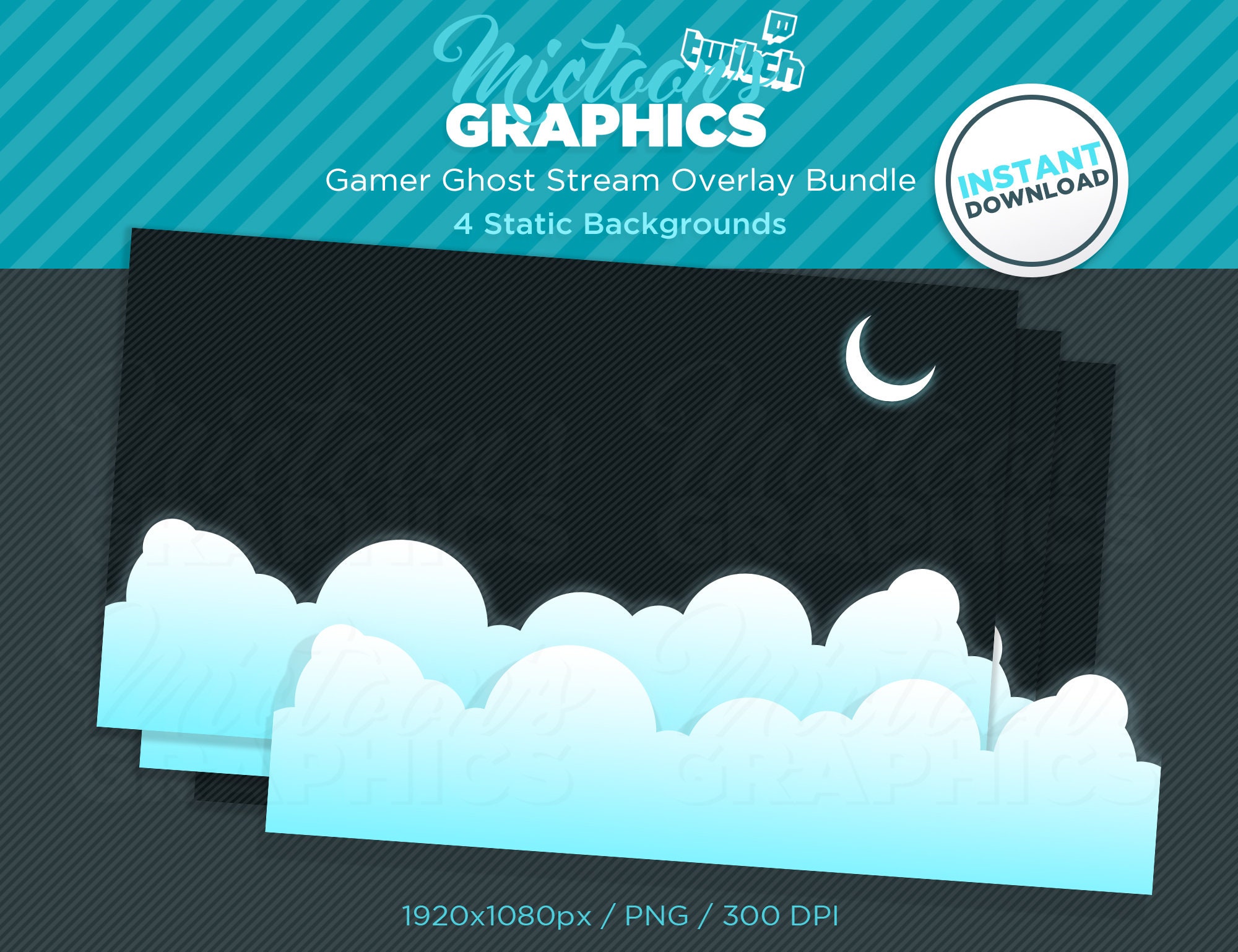 Twitch Gamer Ghost Stream Overlay / Kawaii / Cute / Streamer Graphics ...