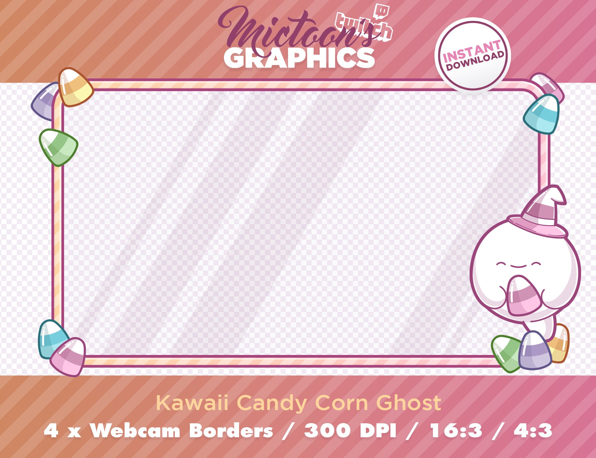 Twitch Candy Corn Ghost Webcam Border / Kawaii / Cute / Streamer ...