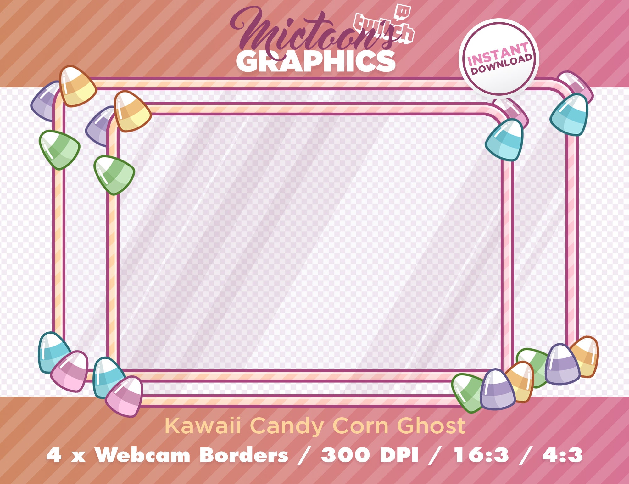 Twitch Candy Corn Ghost Webcam Border / Kawaii / Cute / Streamer ...