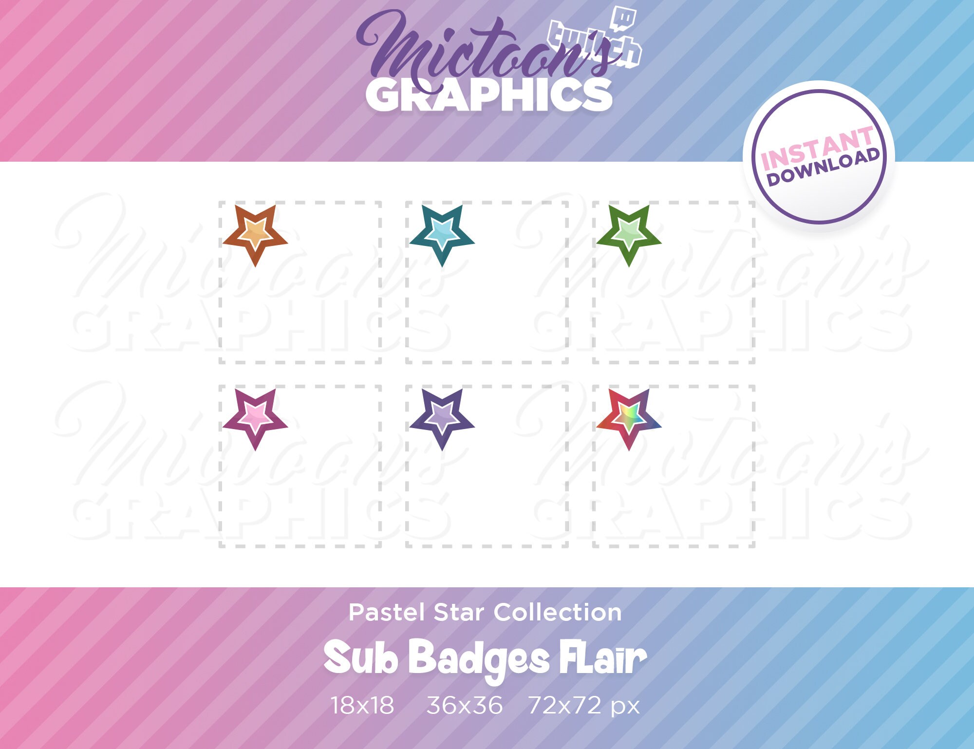 Twitch Sub Badge Flair / Stars / Streamer Graphics / Gamer / - Etsy
