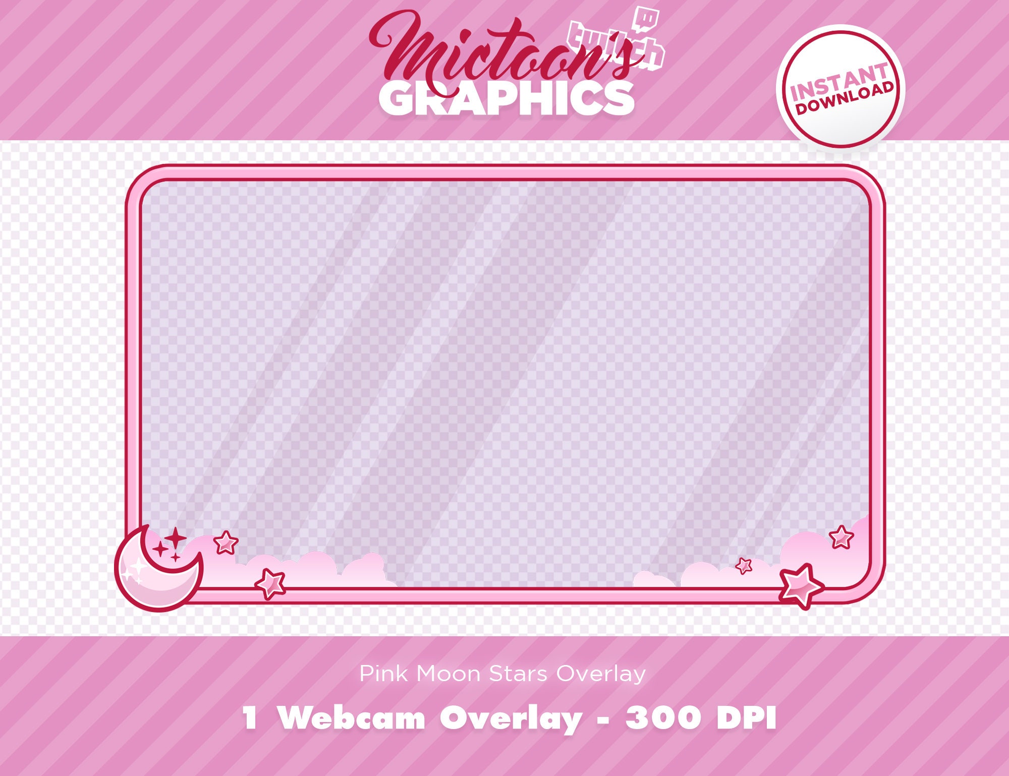 Twitch Moon Stream Overlay / Kawaii / Cute / Streamer Graphics ...