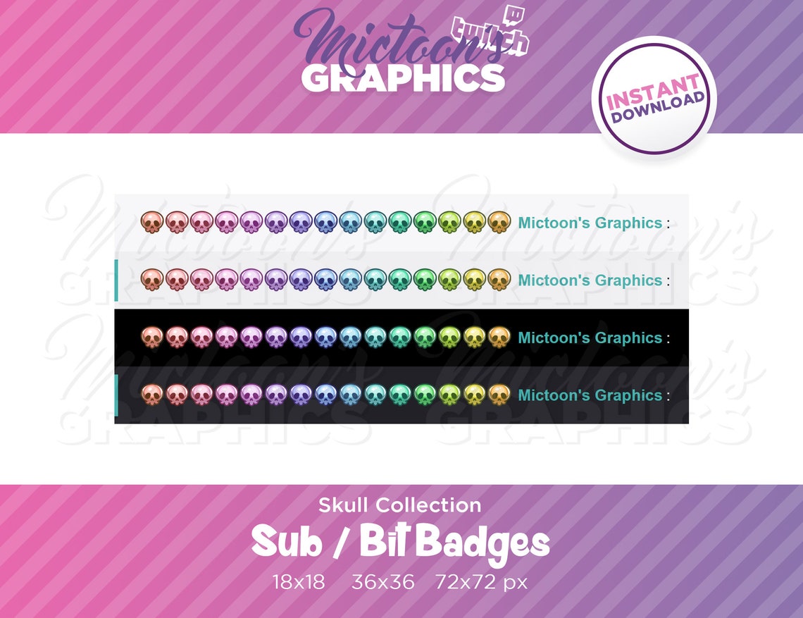 Twitch Skull Sub Badges / Bit Badges / Set / Collection / - Etsy