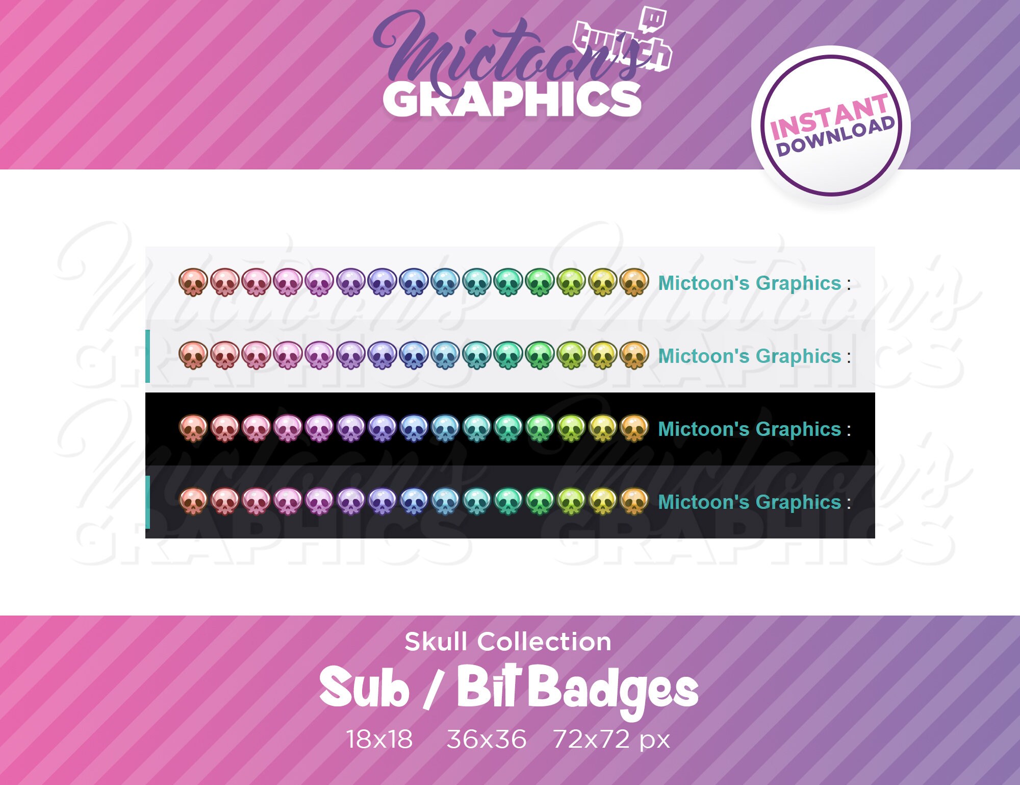 Twitch Skull Sub Badges / Bit Badges / Set / Collection / Streamer ...