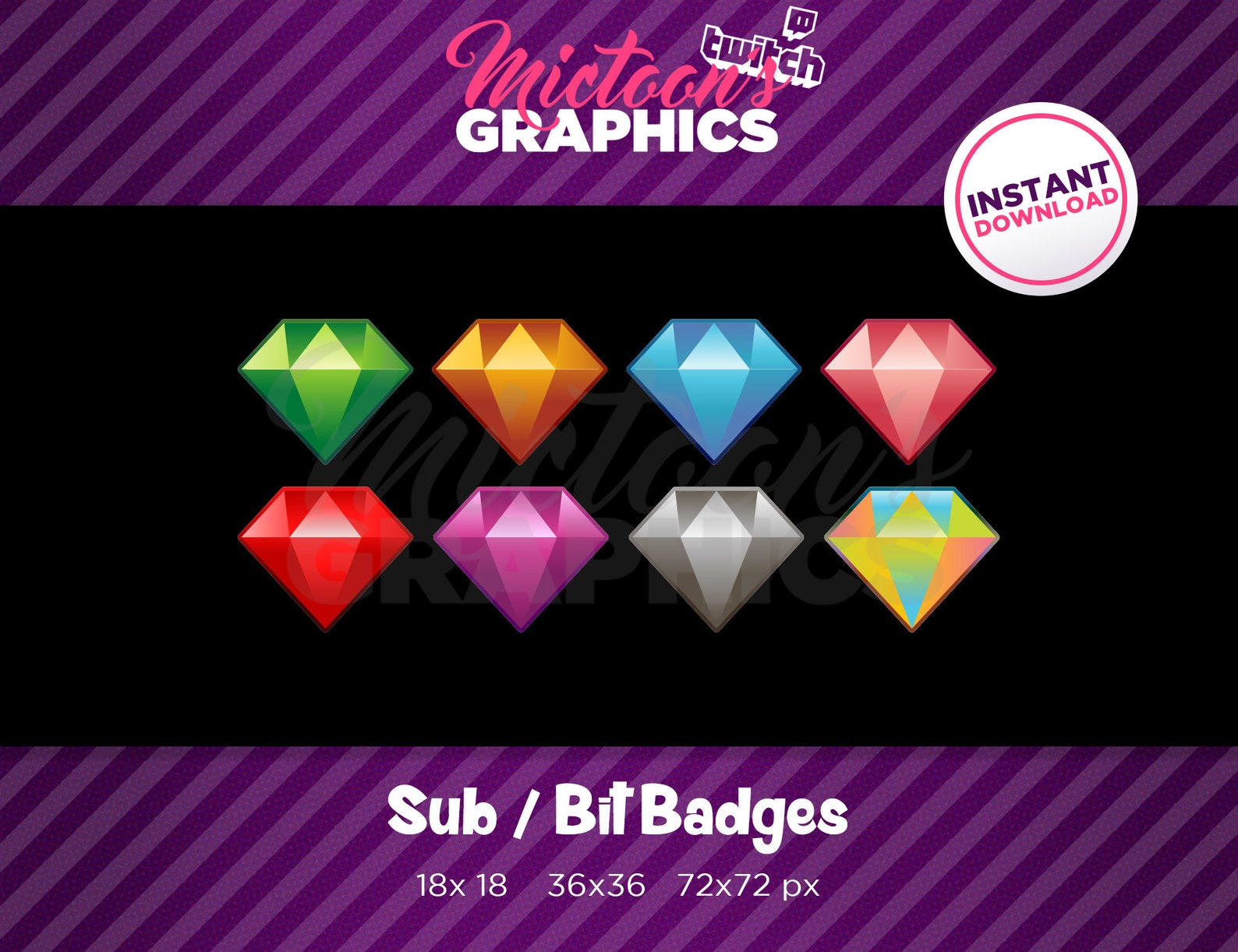 Twitch Diamond Badges / Bit Badges / Streamer Graphics - Etsy Canada
