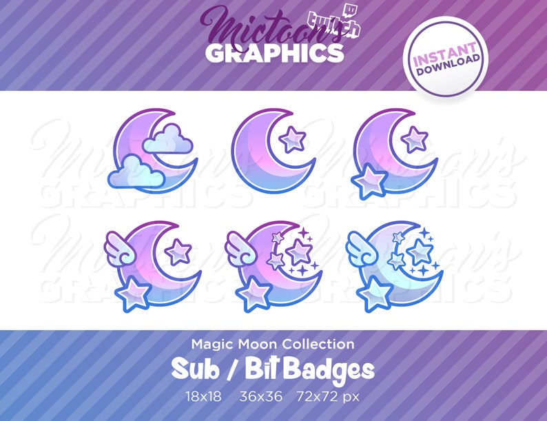 Twitch Moon Sub Badges / Bit Badges / Streamer Graphics / | Etsy