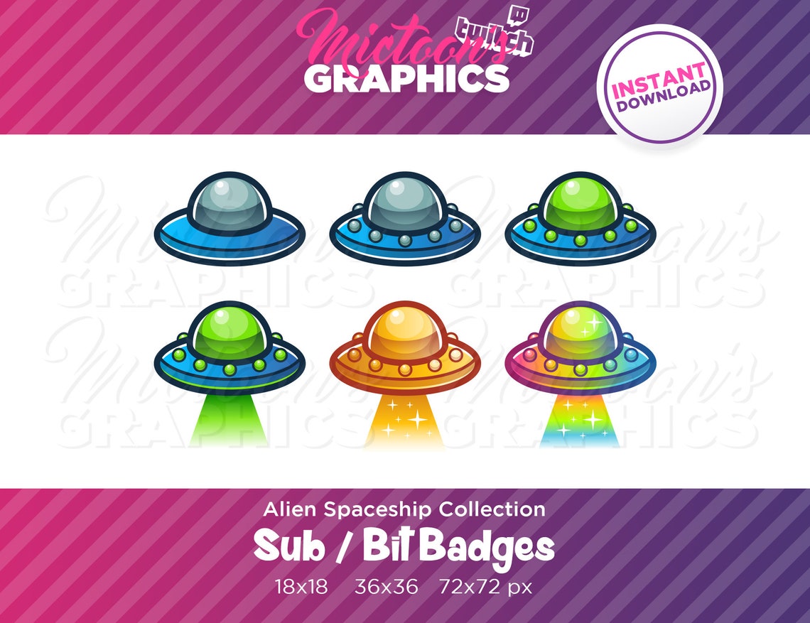 Twitch Alien Sub Badges / Cheer Bit Badges / Streamer Graphics ...