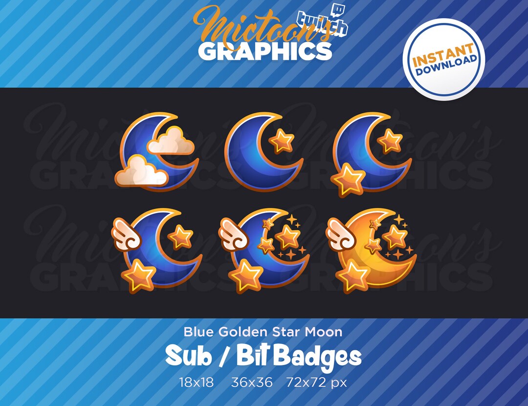 Twitch Moon Emblem Collection Sub Badges / Bit Badges / Streamer ...