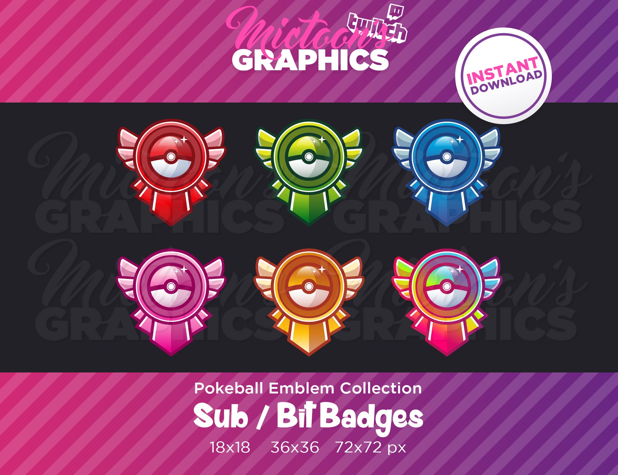 Twitch Pokeball Emblem Collection / Sub Badges / Bit Badges ...