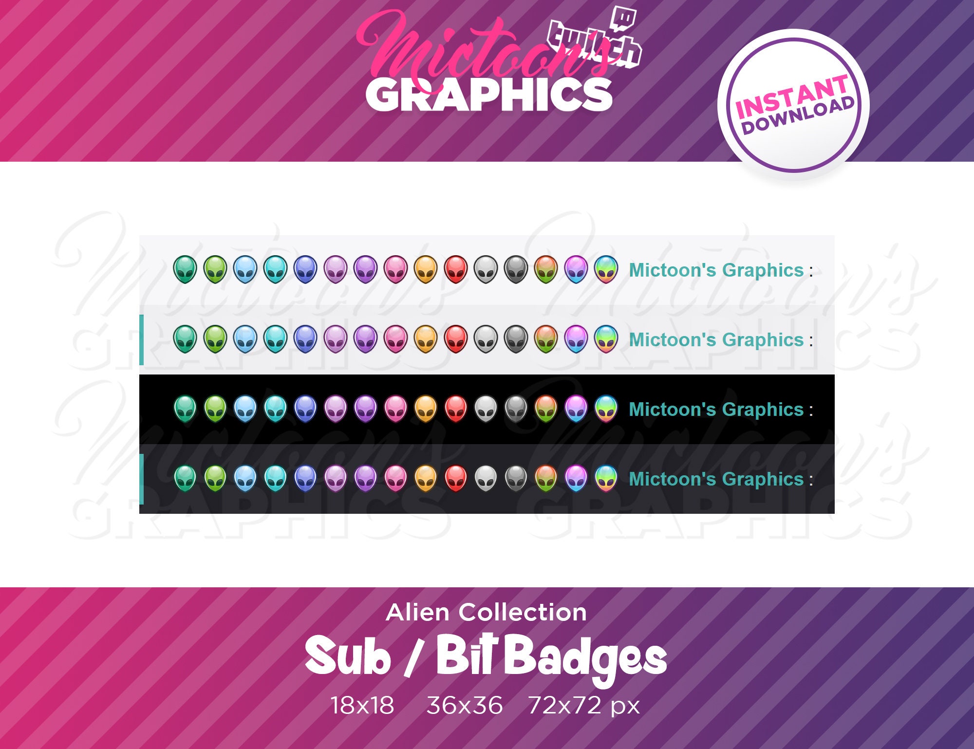 Twitch Alien Sub Badges / Cheer Bit Badges / Streamer Graphics - Etsy
