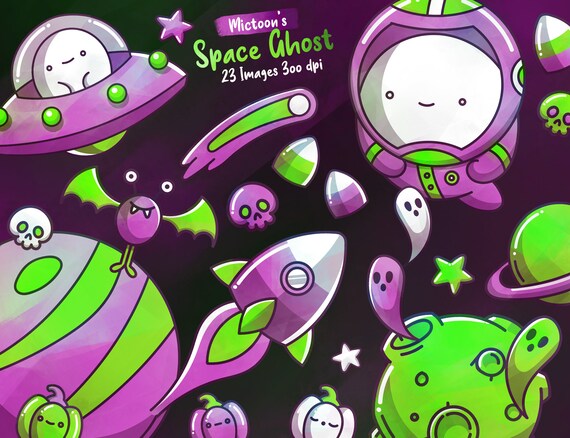 Halloween Space Ghost Clip Arts PNG Digital Instant - Etsy