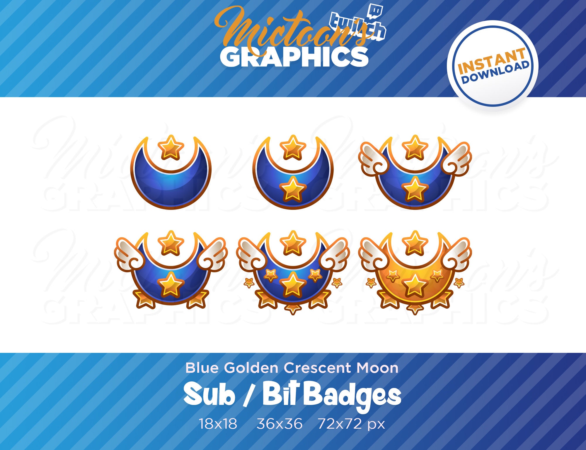 Twitch Crescent Moon Emblem Collection Sub Badges / Bit Badges ...