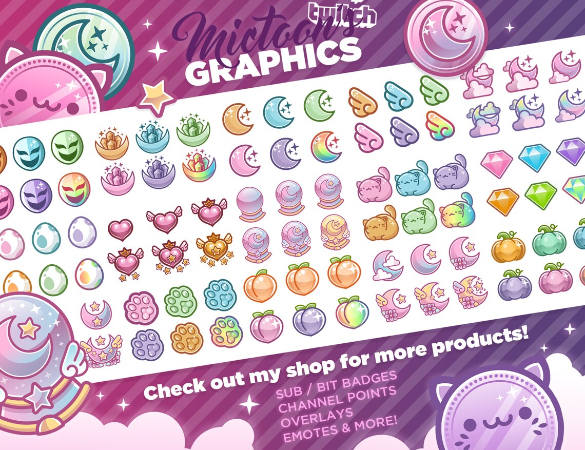 Twitch Crescent Moon Emblem Collection Sub Badges / Bit Badges ...