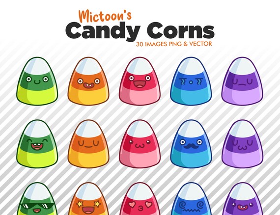 Kawaii Halloween Kawaii Candy Corn Clipart PNG & EPS - Etsy