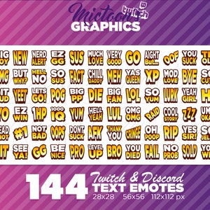 144 X Twitch Text Emotes / Mega Collection / Gold / Streamer Graphics ...