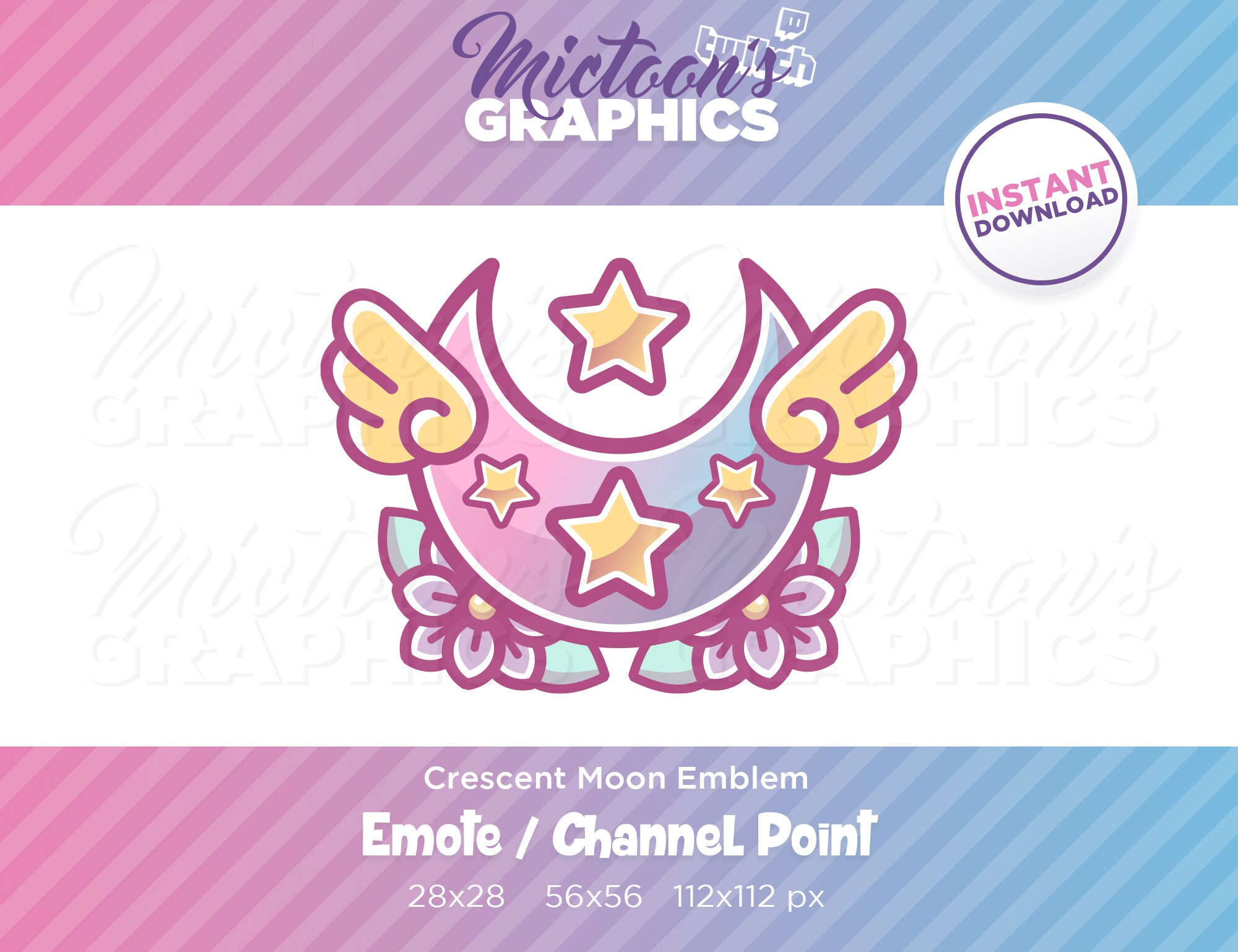 Discord Channel Point Emblem Gamer Emote Twitch Crescent Moon Streamer ...