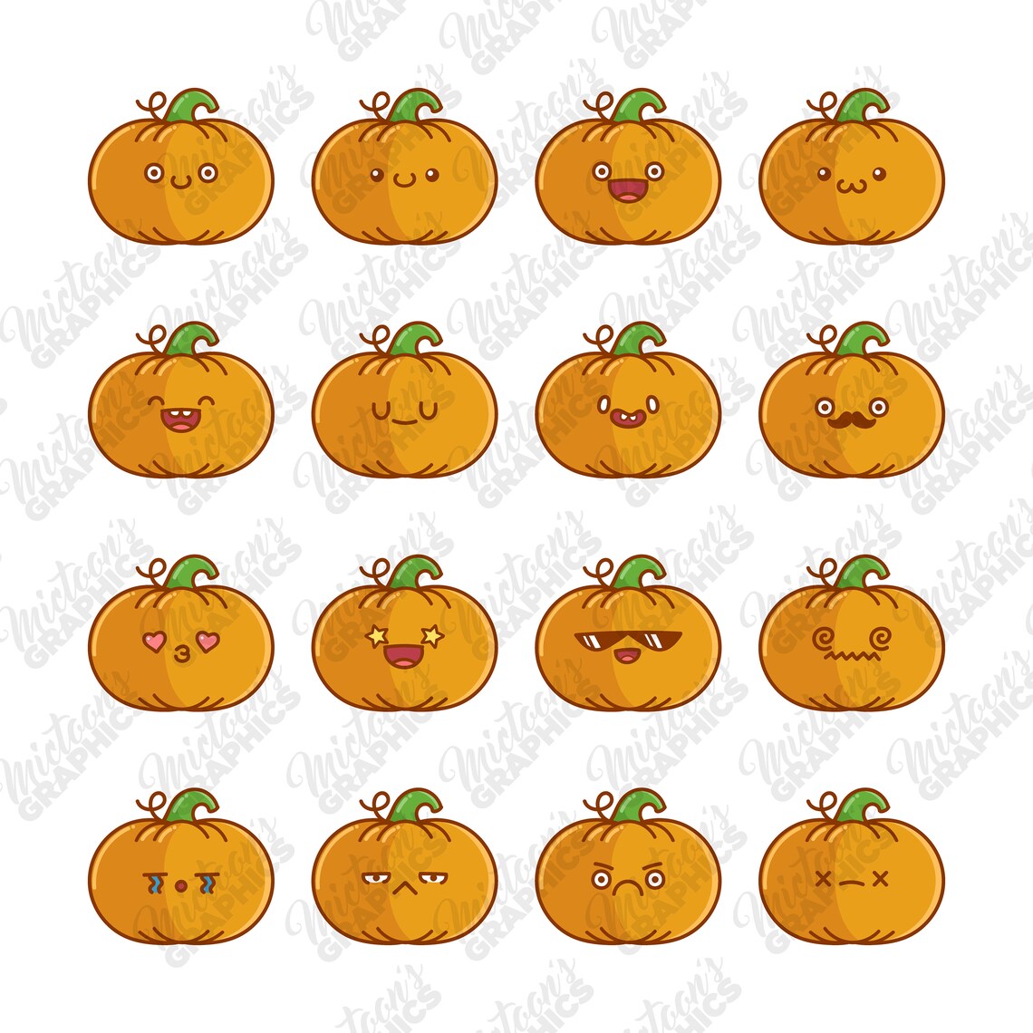Kawaii Halloween Emoji Pumpkin Clipart - Cute Halloween Pumkin PNG ...