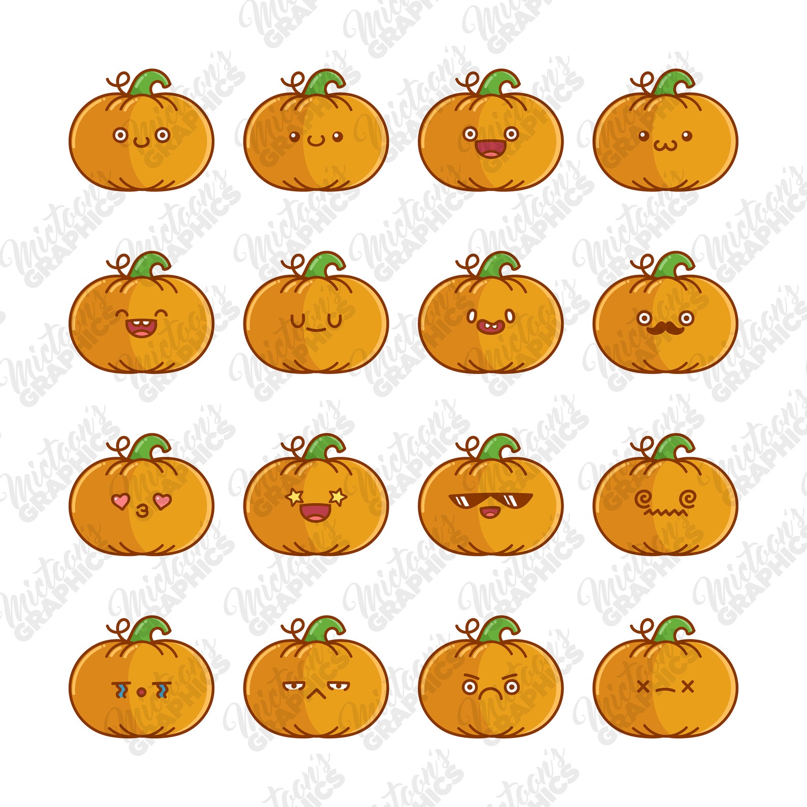 Kawaii Halloween Emoji Pumpkin Clipart - Cute Halloween Pumkin PNG ...