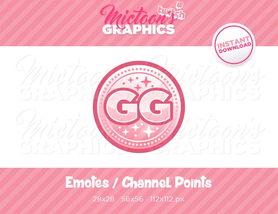 Twitch Pink GG Coin Emote / Gaming Channel Point / Kawaii / | Etsy