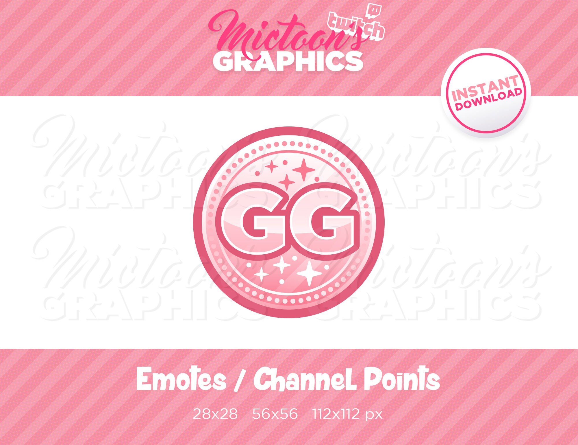 Twitch Pink GG Coin Emote / Gaming Channel Point / Kawaii / Streamer ...