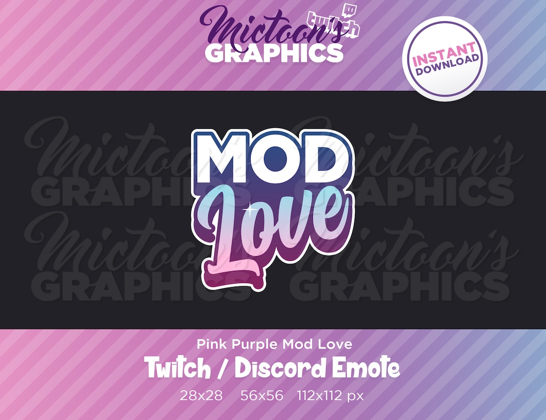 Twitch Mod Love Emote / Text / Streamer Graphics / Discord / Gamer ...