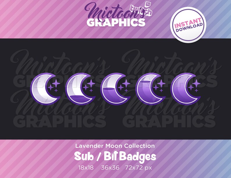 Twitch Moon Sub Badges / Bit Badges / Cheer / Streamer Graphics ...