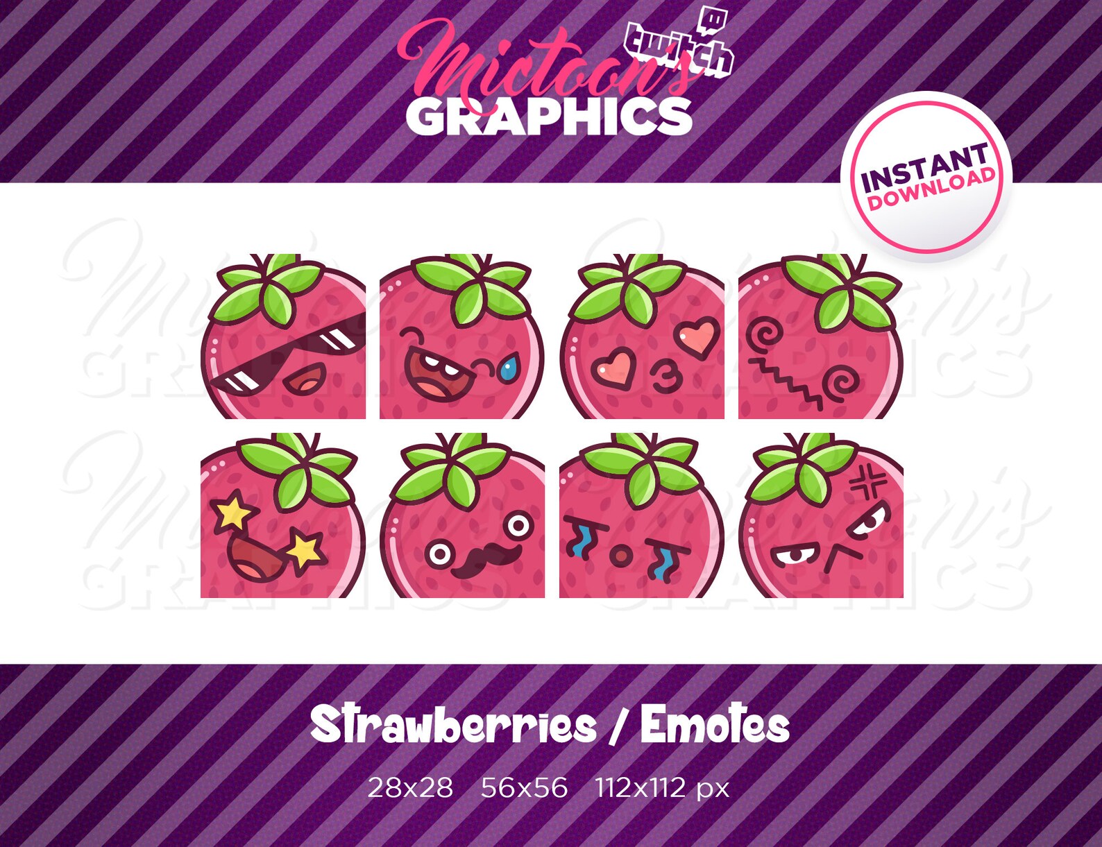 Twitch Kawaii Strawberry / Emote / Streamer Graphics / Discord - Etsy ...