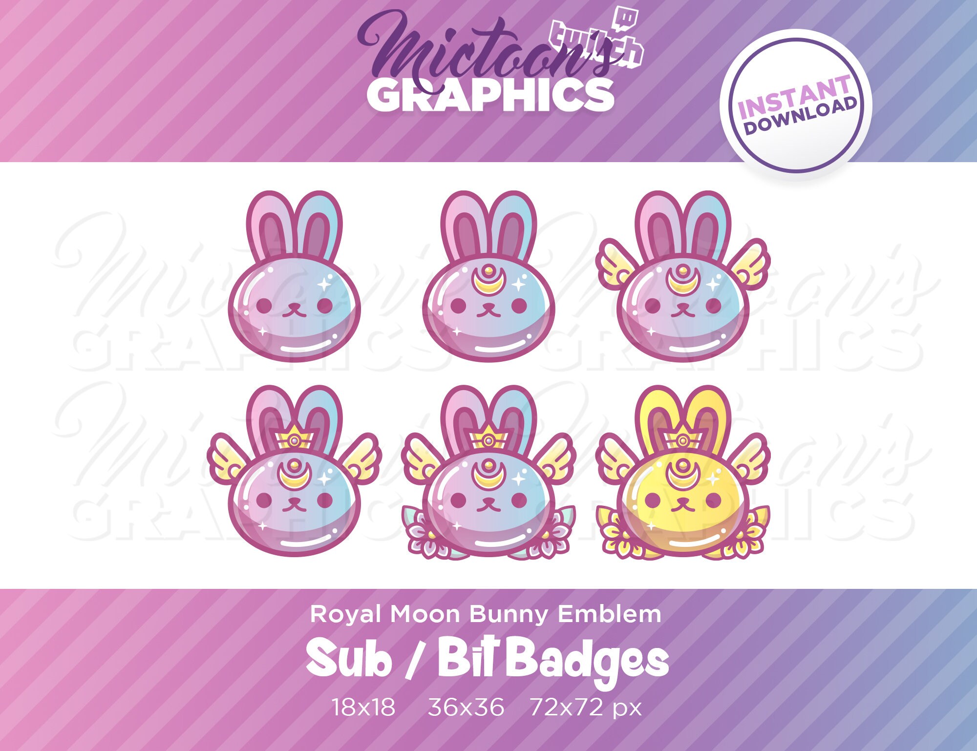 Twitch Bunny Sub Badges / Bit Badges / Streamer Graphics / - Etsy