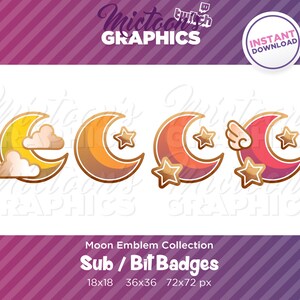 Twitch Moon Sub Badges / Bit Badges / Streamer Graphics / - Etsy