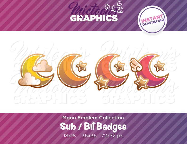 Twitch Moon Sub Badges / Bit Badges / Streamer Graphics / Discord ...