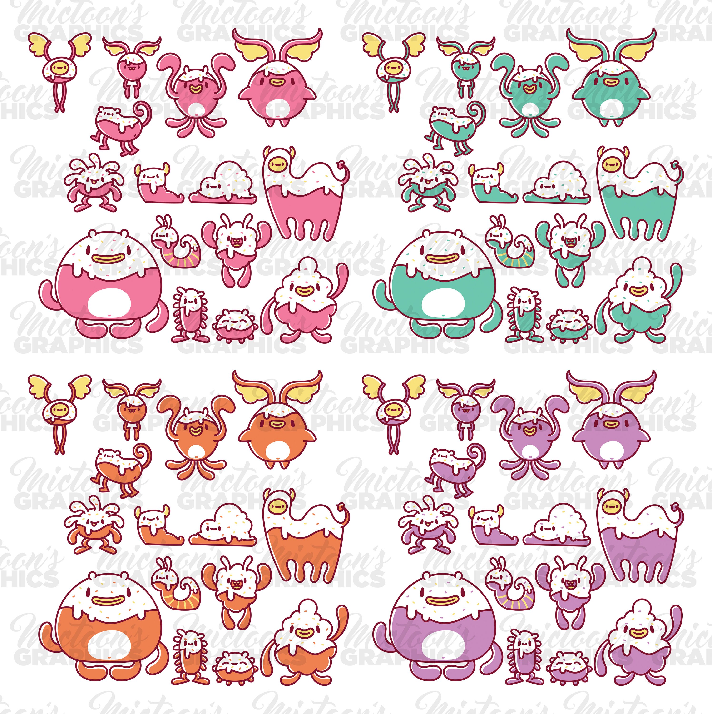 Monster Party Clip Arts PNG Digital Instant Download - Etsy