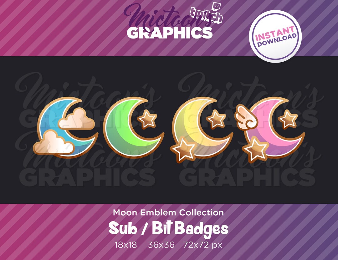 Twitch Moon Sub Badges / Bit Badges / Streamer Graphics / Discord ...
