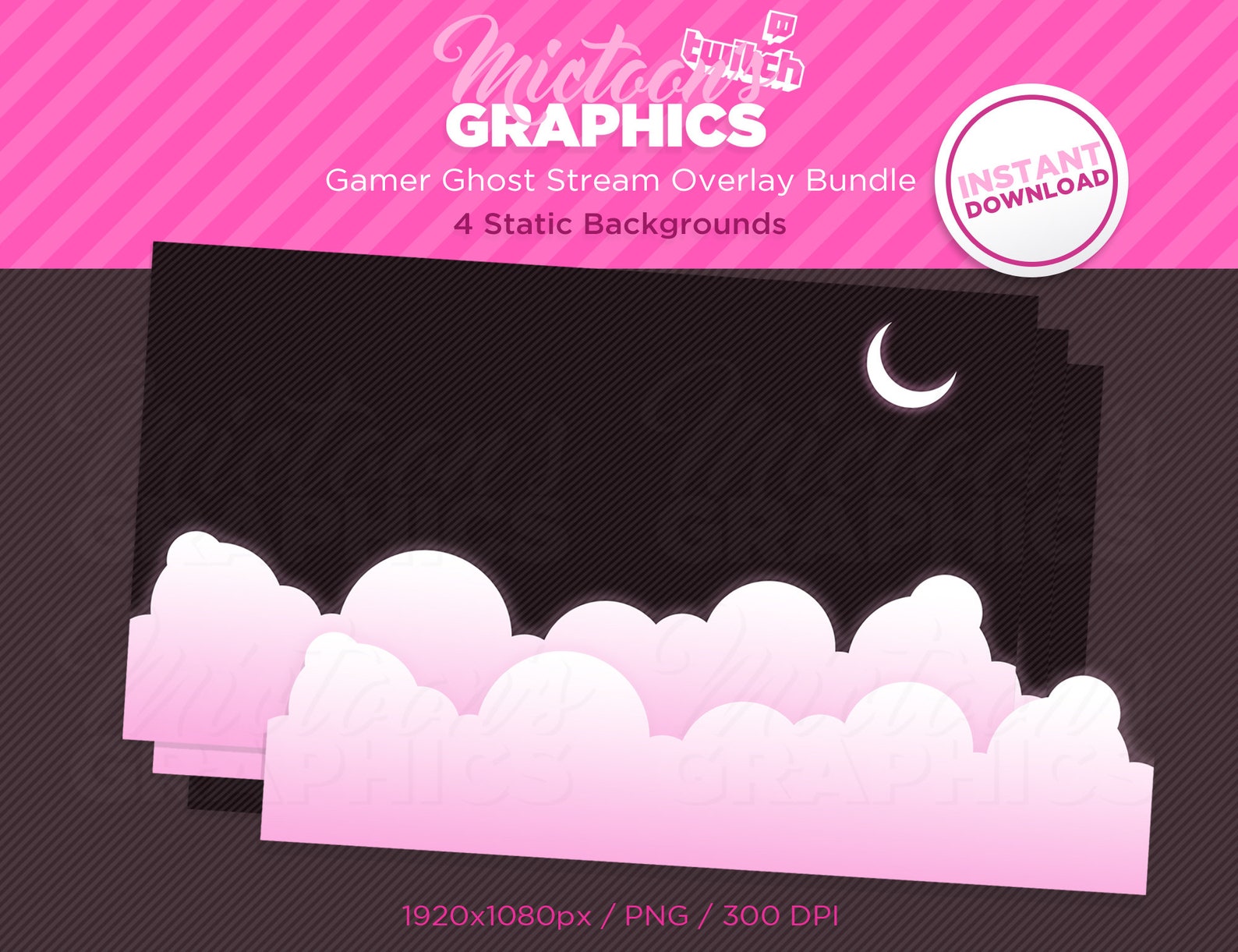 Twitch Gamer Ghost Stream Overlay / Kawaii / Cute / Streamer Graphics ...