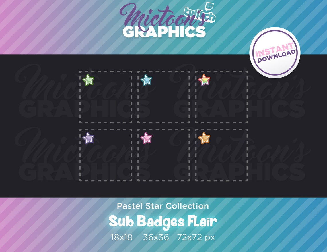 Twitch Sub Badge Flair / Stars / Streamer Graphics / Gamer / Aesthetic ...
