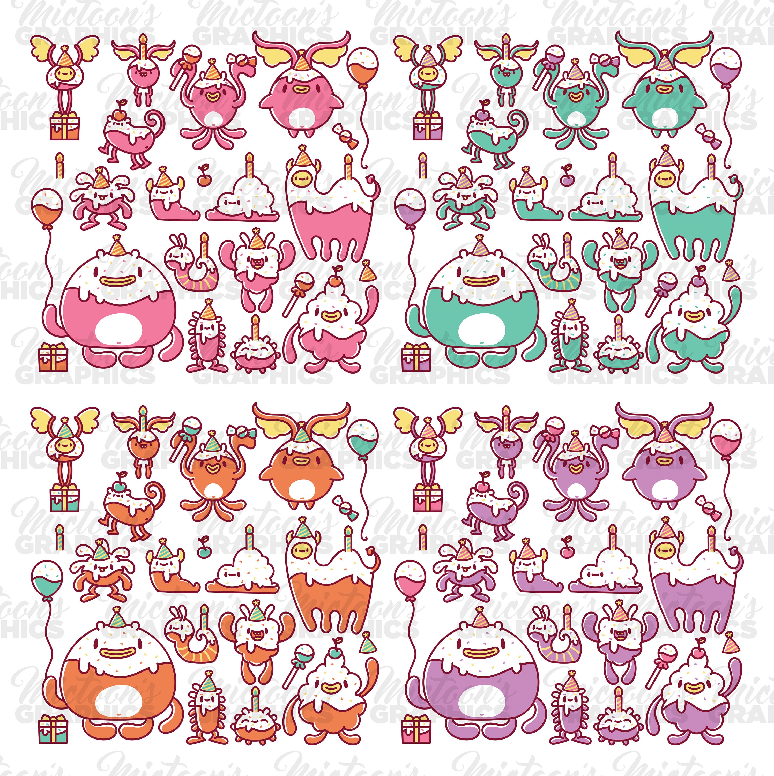 Monster Party Clip Arts PNG Digital Instant Download - Etsy