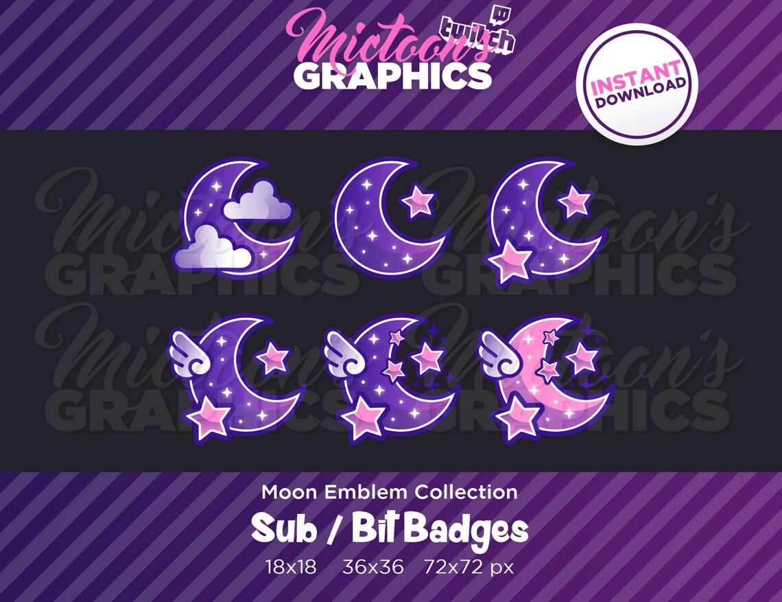 Twitch Moon Sub Badges / Bit Badges / Streamer Graphics / - Etsy