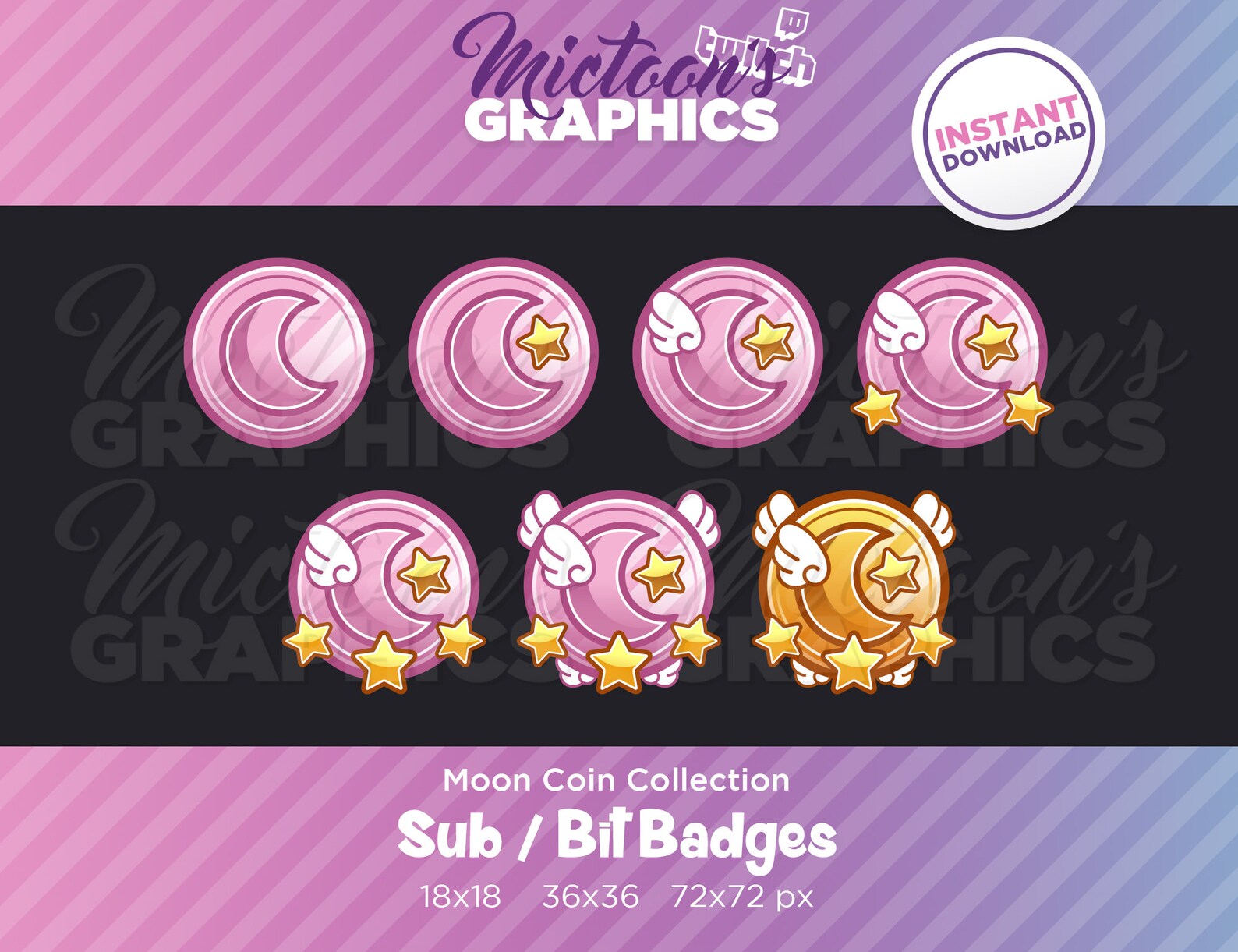 Twitch Moon Sub Badges / Bit Badges / Streamer Graphics / Discord ...