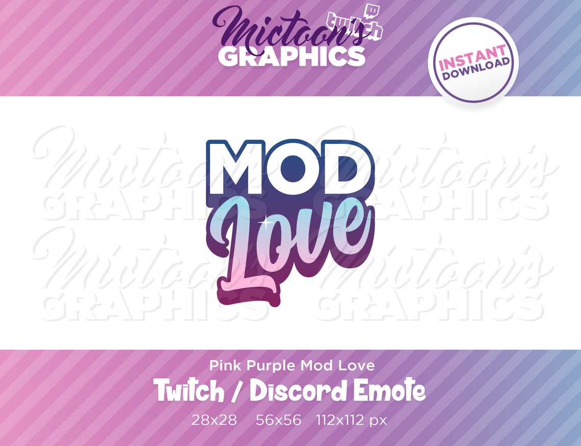 Twitch Mod Love Emote / Text / Streamer Graphics / Discord / Gamer ...