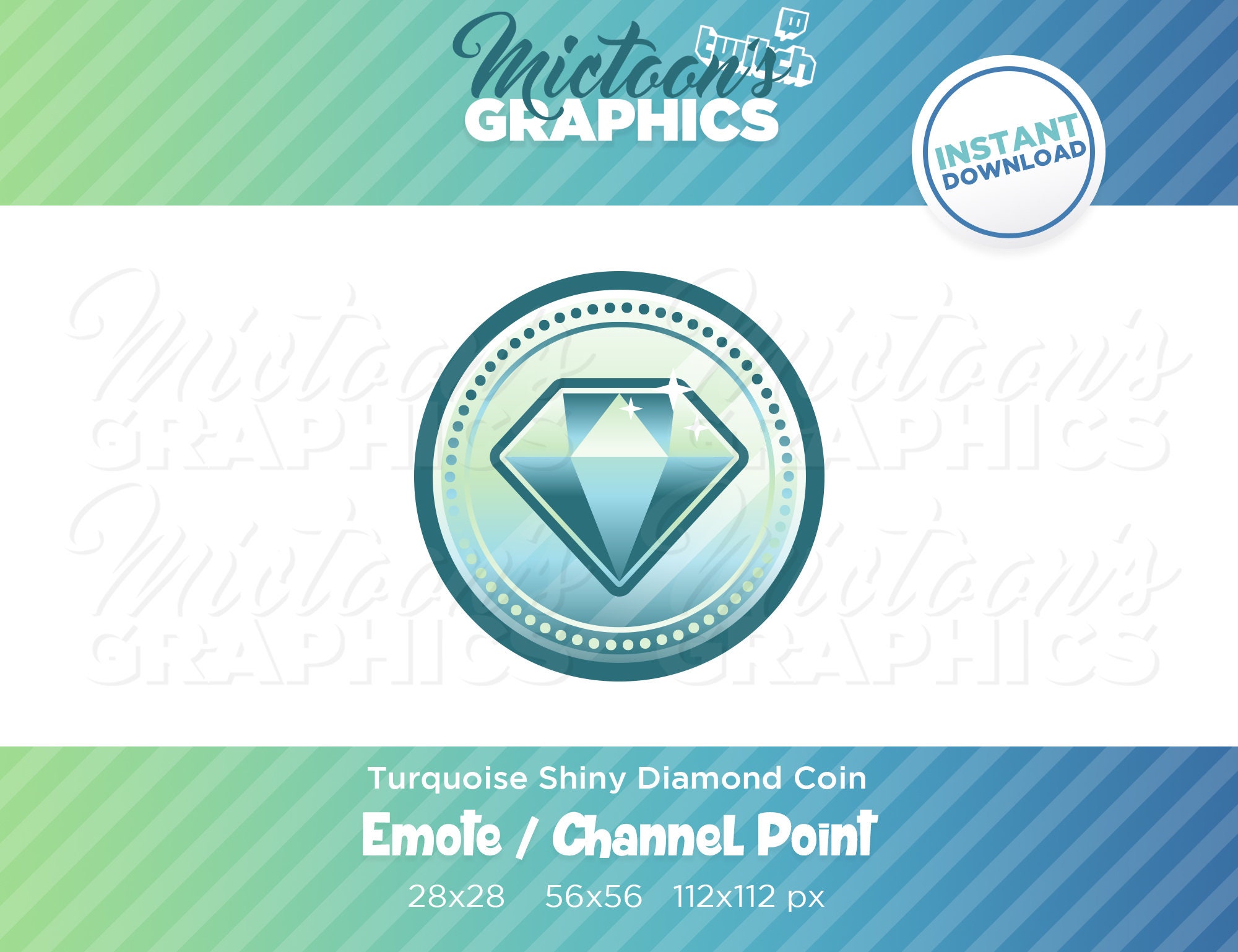Twitch Türkis Diamant Münze Emote / Channel Point / Streamer Graphics ...