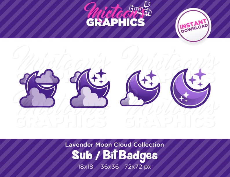 Twitch Moon Sub Badges / Bit Badges / Streamer Graphics / Discord ...