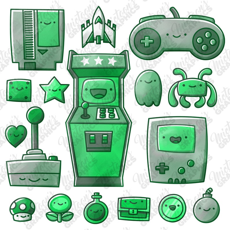 Retro Video Game - Clip Arts - PNG - Digital Instant Download - Etsy