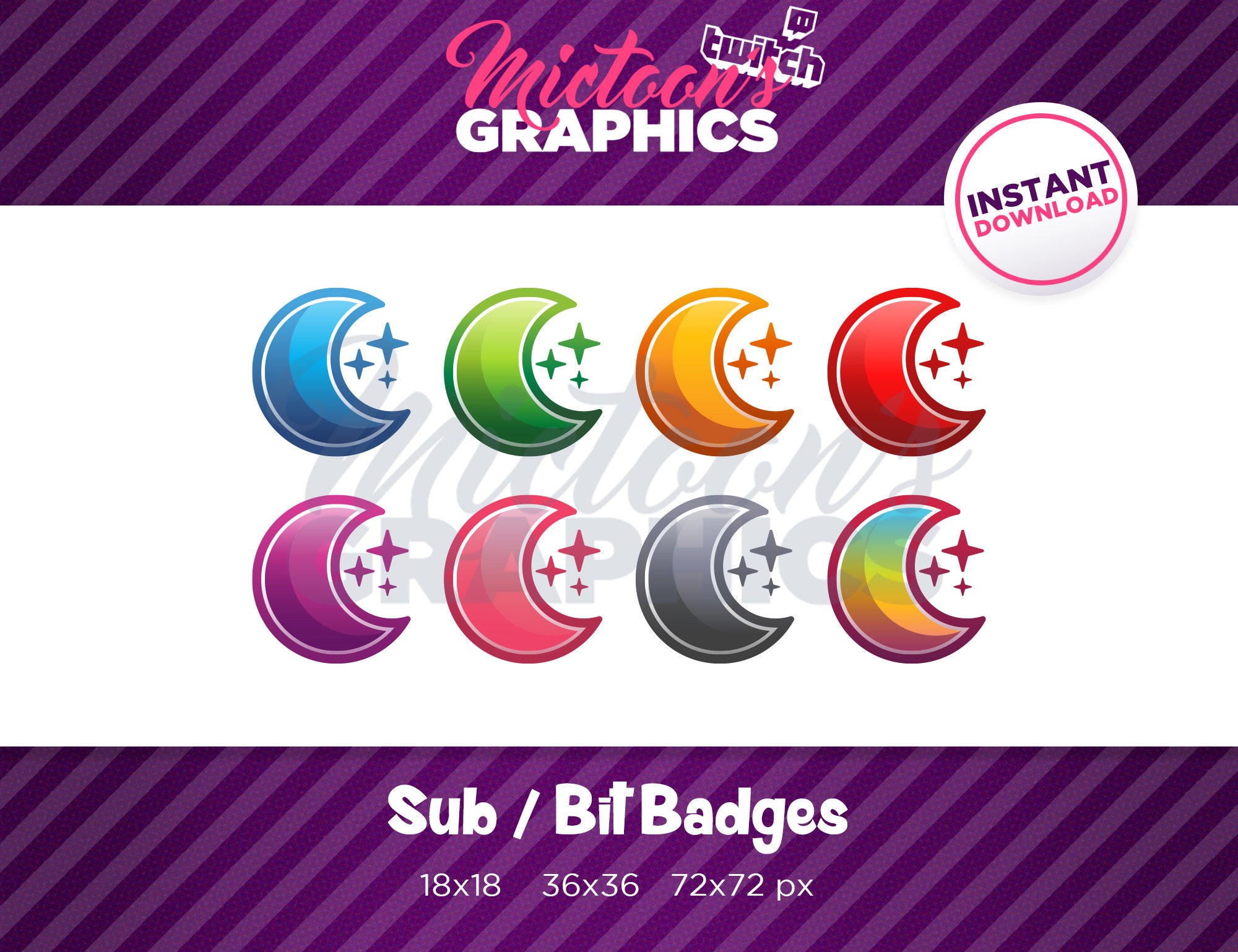 Twitch Moon Sub Badges / Bit Badges / Streamer Graphics / Discord ...