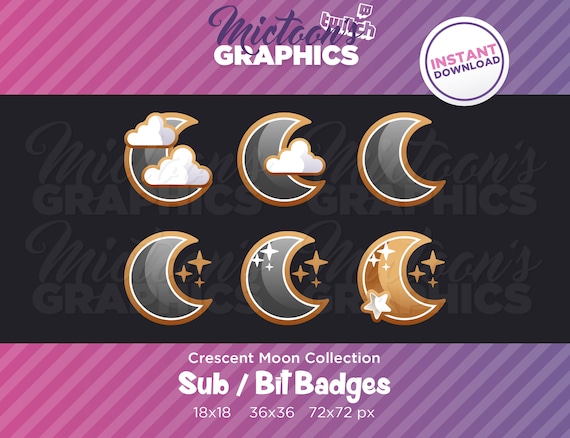 Twitch Moon Sub Badges / Bit Badges / Streamer Graphics / | Etsy