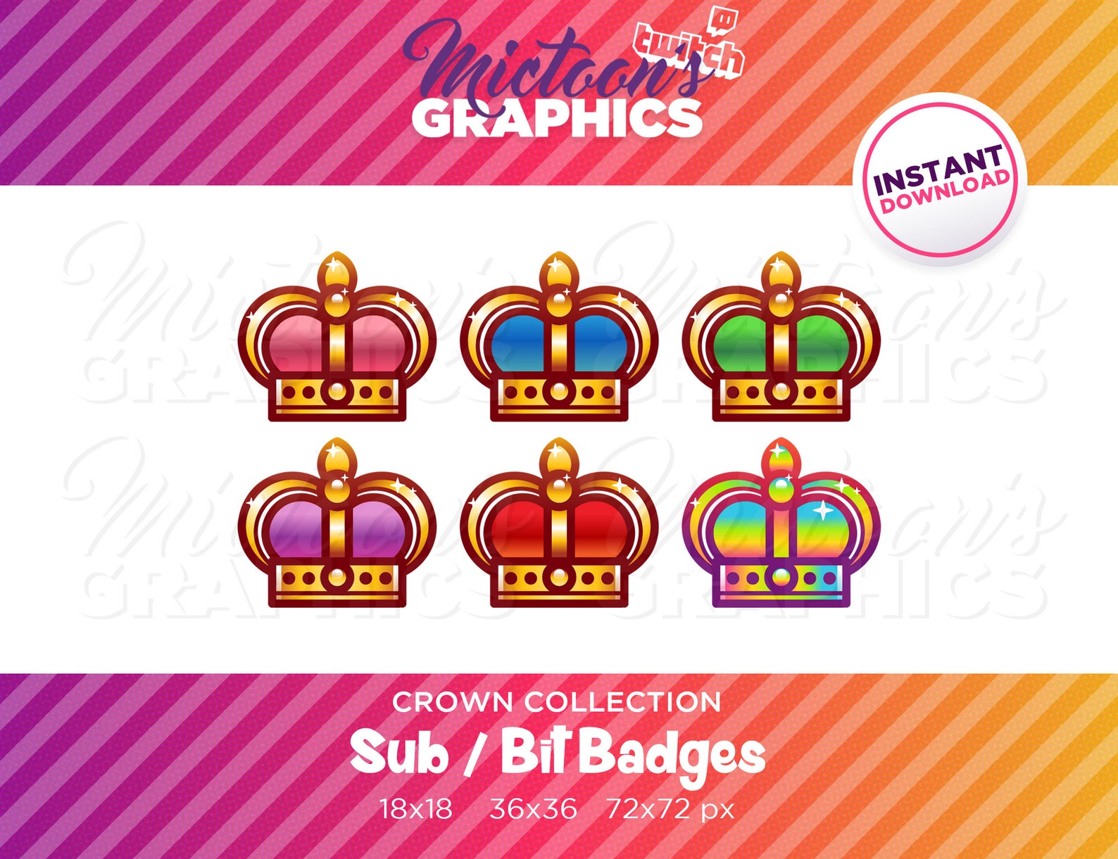 Twitch Crown Collection Badges / Bit Badges / Streamer Graphics ...