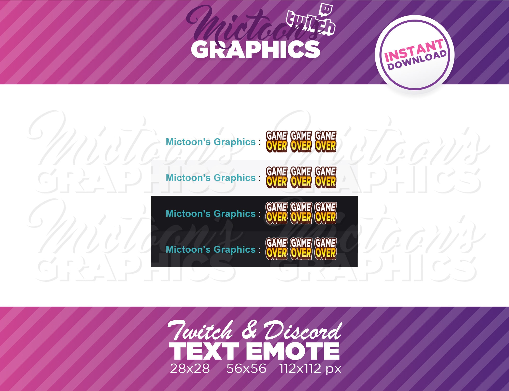 Twitch Game Over Emote / Text / Streamer Graphics / Discord / - Etsy