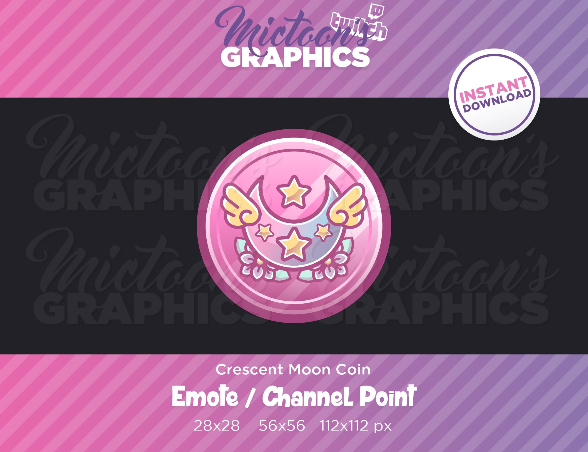 Discord Channel Point Emblem Gamer Emote Twitch Crescent Moon Streamer ...