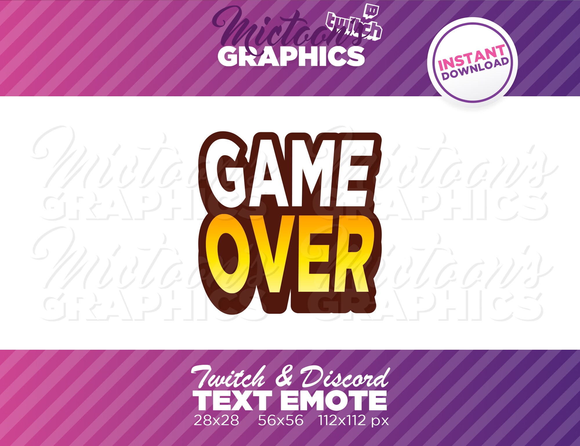 Twitch Game Over Emote / Text / Streamer Graphics / Discord / - Etsy