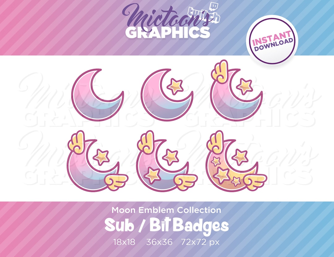 Twitch Moon Star Emblem Collection Sub Badges / Bit Badges / Subscriber ...